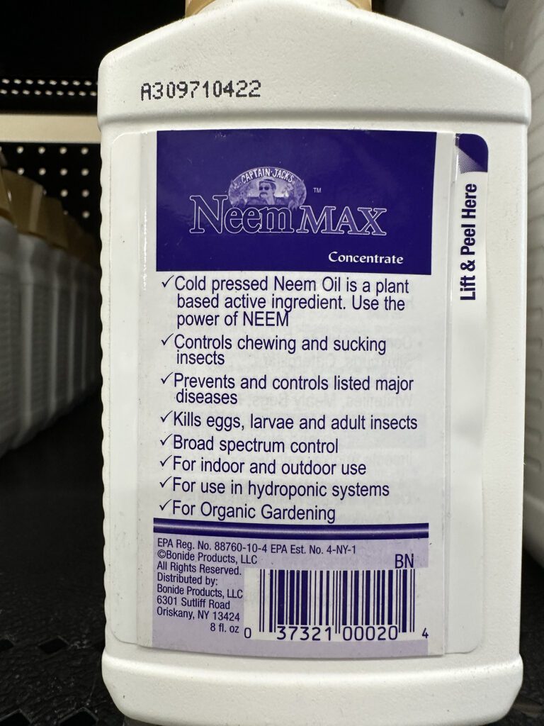 back of neem max - Hyannis Country Garden